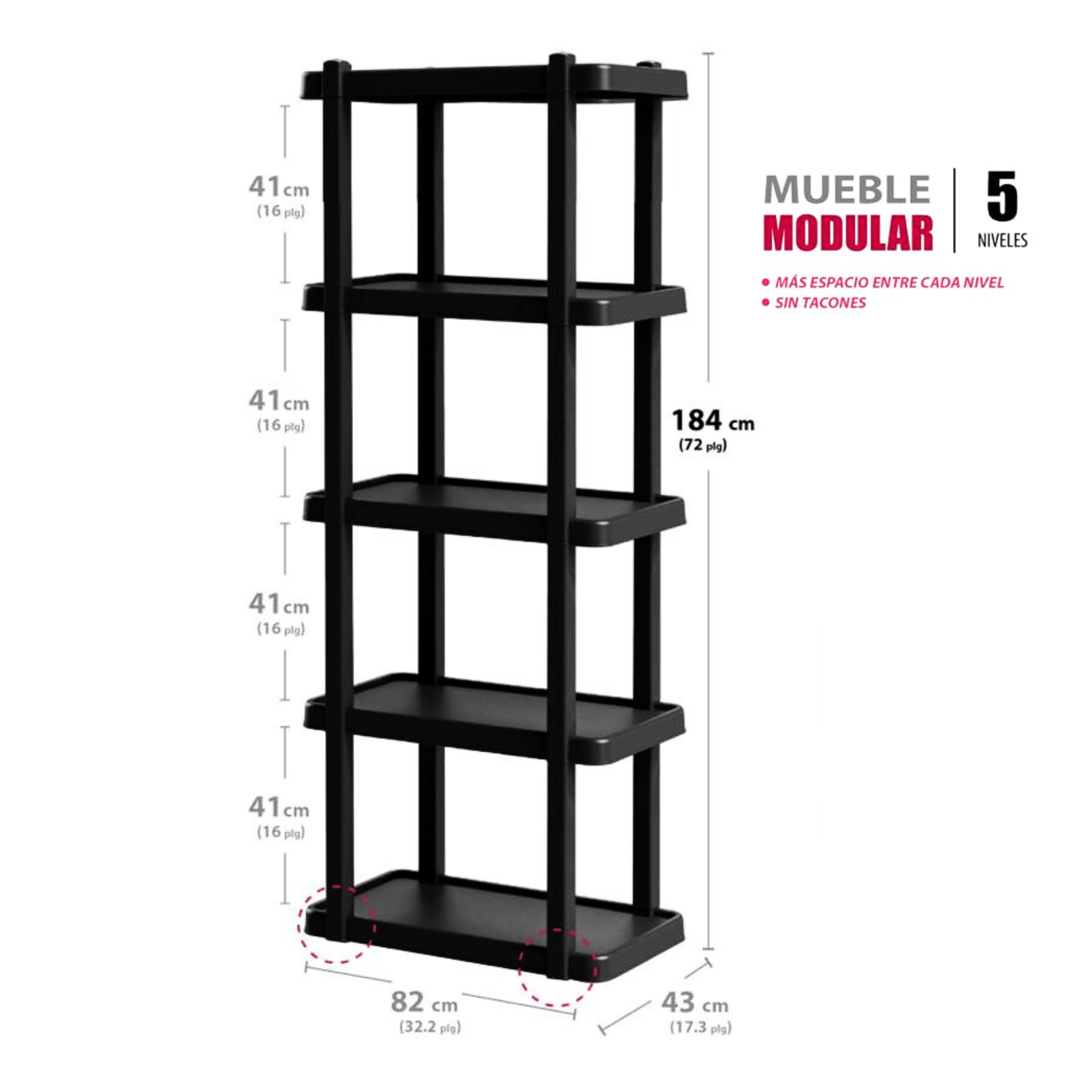 Nuevo Estante Modular Adaptable Multiuso Guateplast 5 Niveles